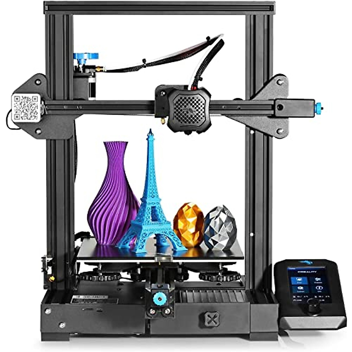 Official Creality Ender 3 V2 3D Printer, Upgraded Ender 3 3D Printer with Carborundum Glass Bed, Silent Motherboard and MeanWell Power Supply, Build Volume 220 x 220 x 250 mm
