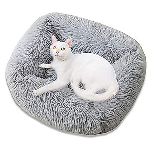 Durable Comfortable Natural Cat Dog Beds for Pet,Square Plush Dog Cat Thickened Warm Soft Pet Tent Cave Nest Bed Mat Pad Kennel - Hot Pink S