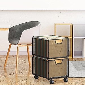 SimpleHouseware Stackable Mesh Hanging File Organizer with Wheels, Black