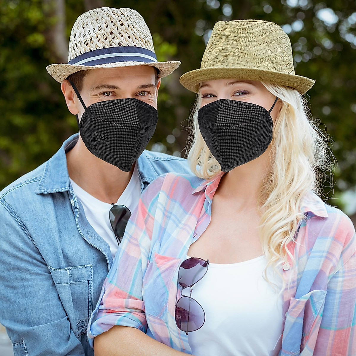 ZTANPS 50 PCS KN95 Face Mask, 5 Layers Protection Black Disposable Face Masks