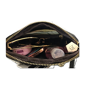 PlanetHawk Women's Genuine Leather Wristlet Clutch Cell Phone Purse, Black