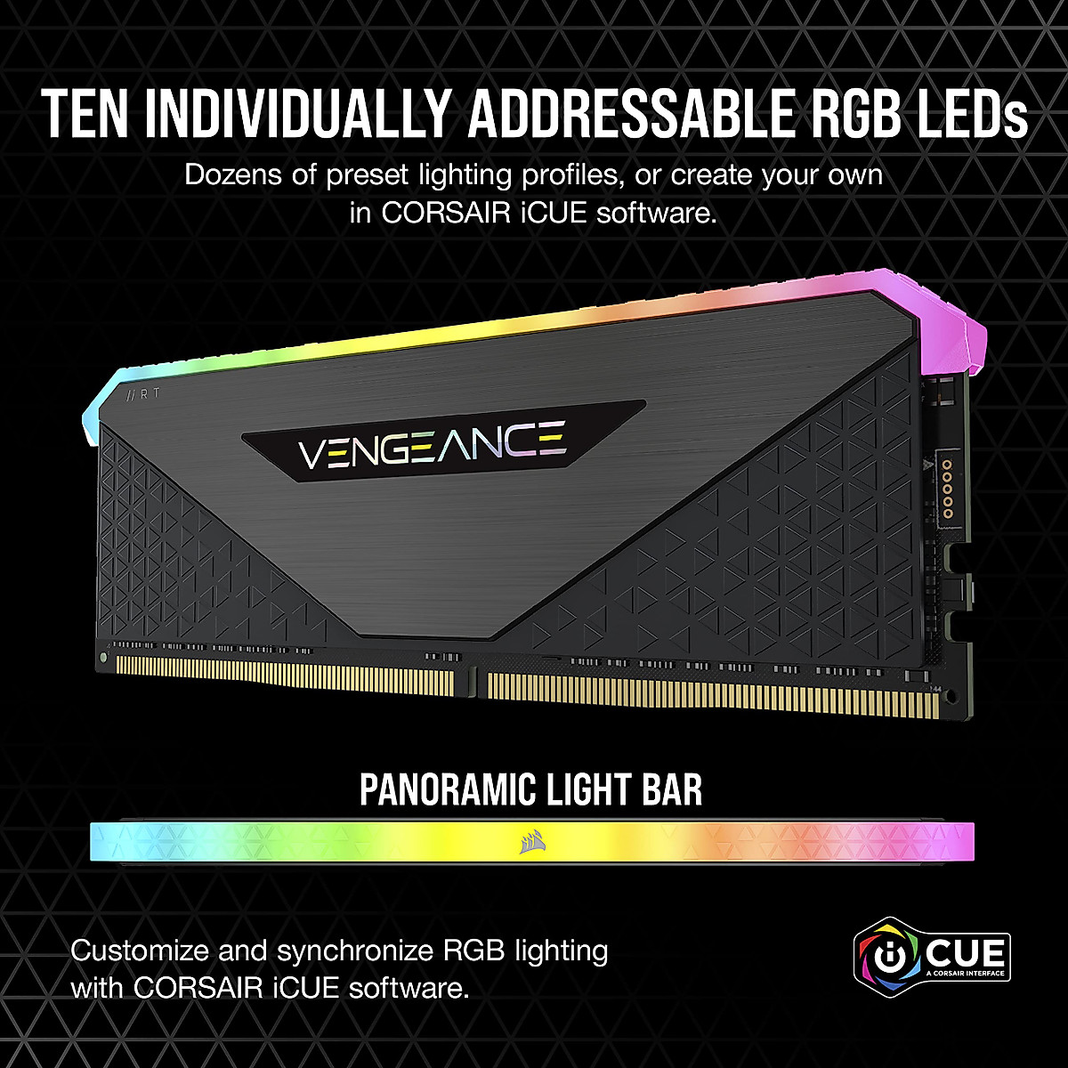 CORSAIR VENGEANCE RGB RT 64GB (2x32GB) DDR4 3600 (PC4-28800) C18 1.35V Desktop Memory
