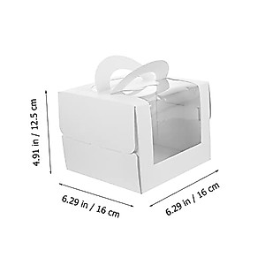 NOLITOY 20 Pcs Portable Cake Box Cake Case Wedding Cake Stand Cupcake Containers Cupcake Holder Cake Carrier with Lid and Handle Single Cupcake Cardboard White Open The Window Packing Box