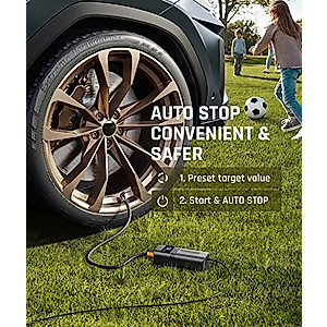 Tire Inflator Portable Air Compressor 38L/min Super Fast Inflate RYSEAB 12V DC Air [pump] for [Car] Tires[Powerful & Small][Car] Tire Pump LED Light for Ball Moto Bike