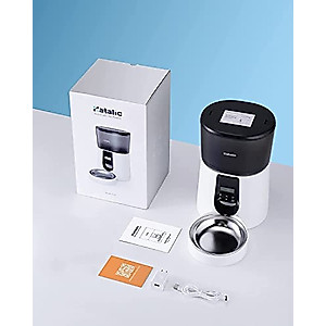 Automatic Cat Feeders, Katalic Clog-Free 4L Cat Food Dispenser with Sliding Lock Lid Storage Timed Feeder for Cat and Dogs with Voice Recorder, Programmable Meal & Portion