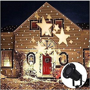 Lightess Christmas Projector Light Star Moving Holiday Decorations Outdoor Indoor Decor LED Landscape Projection Spotlight, Warm White, YG-TYD