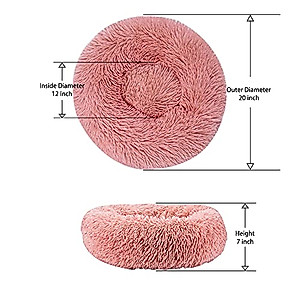 Gavenia Cat Beds for Indoor Cats -20’’x20’’Washable Donut Cat and Dog Bed,Soft Plush Pet Cushion,Waterproof Bottom,Fluffy Dog and Cat Calming and Self Warming Bed for Sleep Improvement,Light Pink