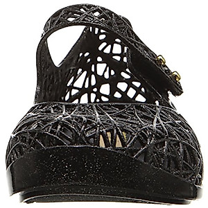 Mini Melissa Girl's Mini Campana Zig ZAG VI Mary Jane, Black Glitter, 7 M US Toddler