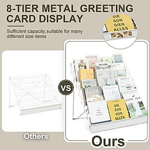 Gisafai 8 Tier Metal Greeting Card Display Magazine Display Rack Wire Countertop Rack for Literature Card Display Rack Comic Book Display Wider for Literature Books Cards Brochures Magazines Arts Dvd