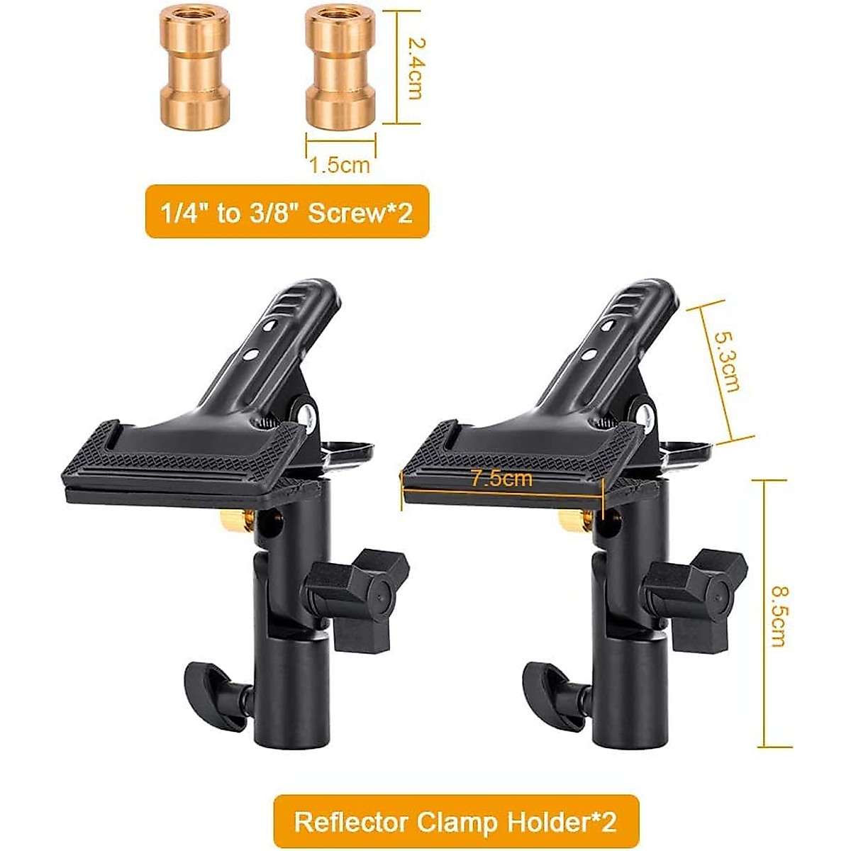 UTEBIT Photography Reflector Holder for Light Stand(2 Pack),Heavy Duty Metal Clamp Holder, Light Reflector with Stand, Photo Umbrella Clamps for Studio, Light Stand