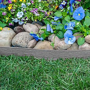 EasyFlex Tall Wall No-Dig Landscape Edging with Anchoring Spikes, 2.5 in. Tall Straight Top Plastic Garden Border with Woodgrain Texture, 40 Foot Kit, Gray (3220GYE-40C)