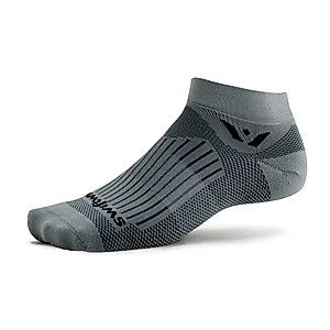 Swiftwick ASPIRE ONE Running & Cycling Socks, Breathable, Compression Fit (Gray, Small)