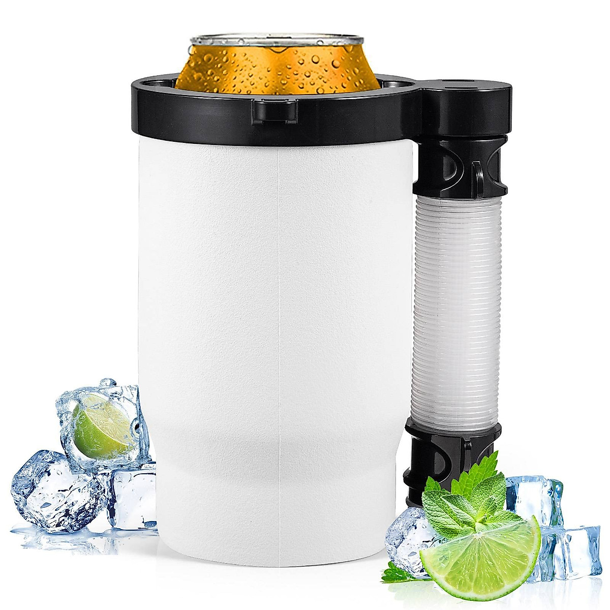 JLLOM Drink Funnel Portable Can or Bottle Cooler Cup with Detachable Expandable Hose, Portable Drink Bong Cooler Tool Outdoor for Party, White