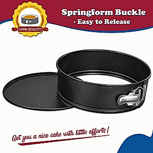 HIWARE 9 Inch Non-stick Cheesecake Pan Springform Pan with Removable Bottom / Leakproof Cake Pan with 50 Pcs Parchment Paper - Black