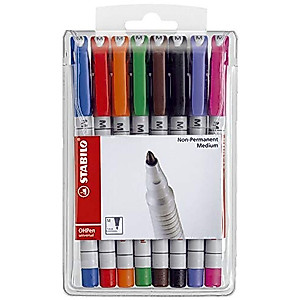 Stabilo® OHPen universal pen medium, water-soluble, pack of 8, pack of 8