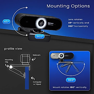 AZULLE 1080p Full HD Webcam – Computer Desktop or Laptop Streaming Camera, Real-Time Video Recording with Autofocus and Dual Noise Cancelling