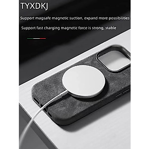 TYXDKJ Alcantara Case for iPhone 13 Pro,Handmade Fully-Wrapped Synthetic Suede Cover, Compatible with MagSafe Wireless Charging(Black)