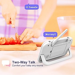 JLB7tech Split-Screen Video Baby Monitor with 2 Cameras and 4.3" LCD,Auto Night Vision,Two-Way Talkback,Temperature Detection,Power Saving/Vox,Zoom in,3000mAh Battery