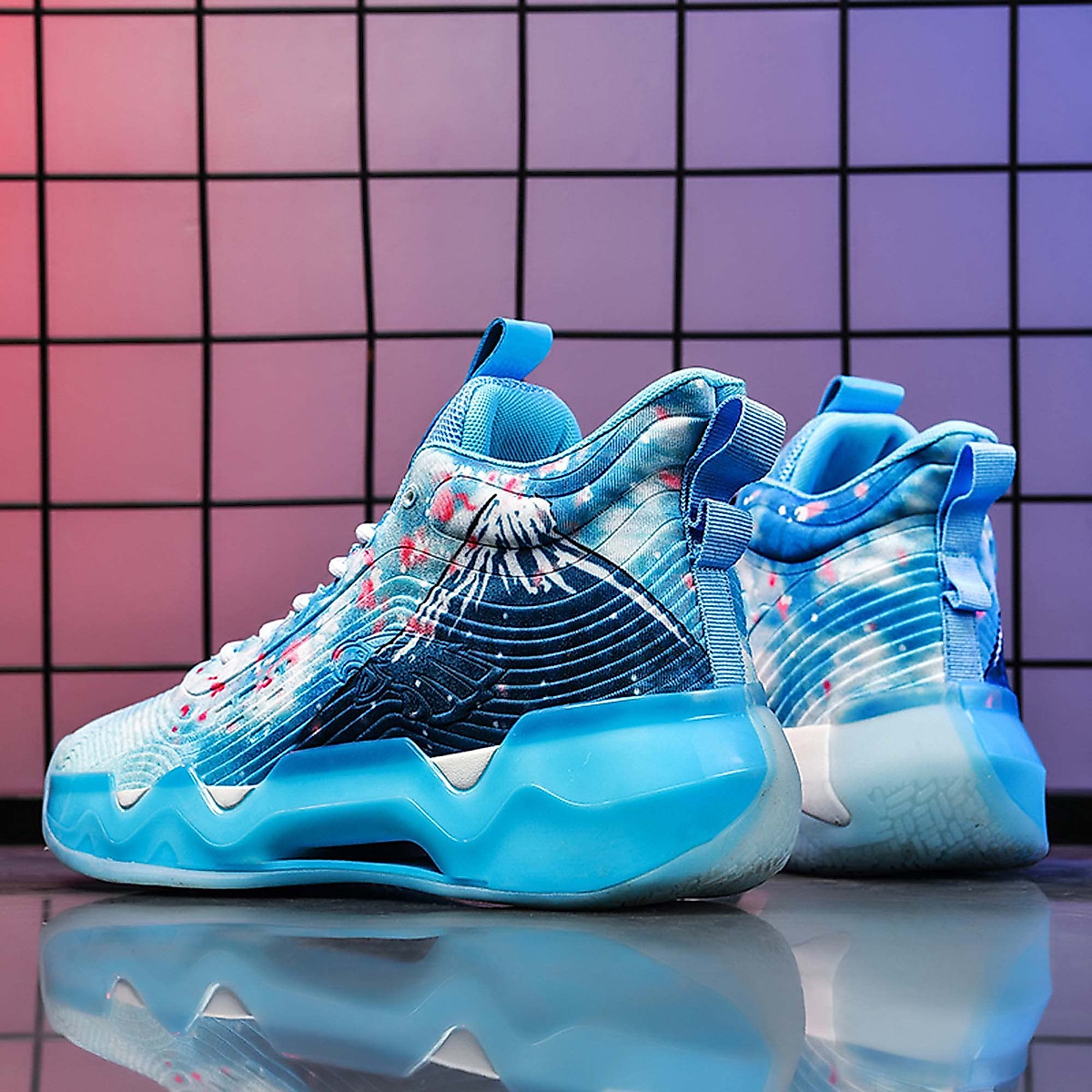 ADCAB High-Top Basketball Shoes for Men Lightweight, Comfortable, and Versatile Durable, Anti-Slip, and Shock-Resistant Mens Basketball Shoes, 7Women/5Men, Blue