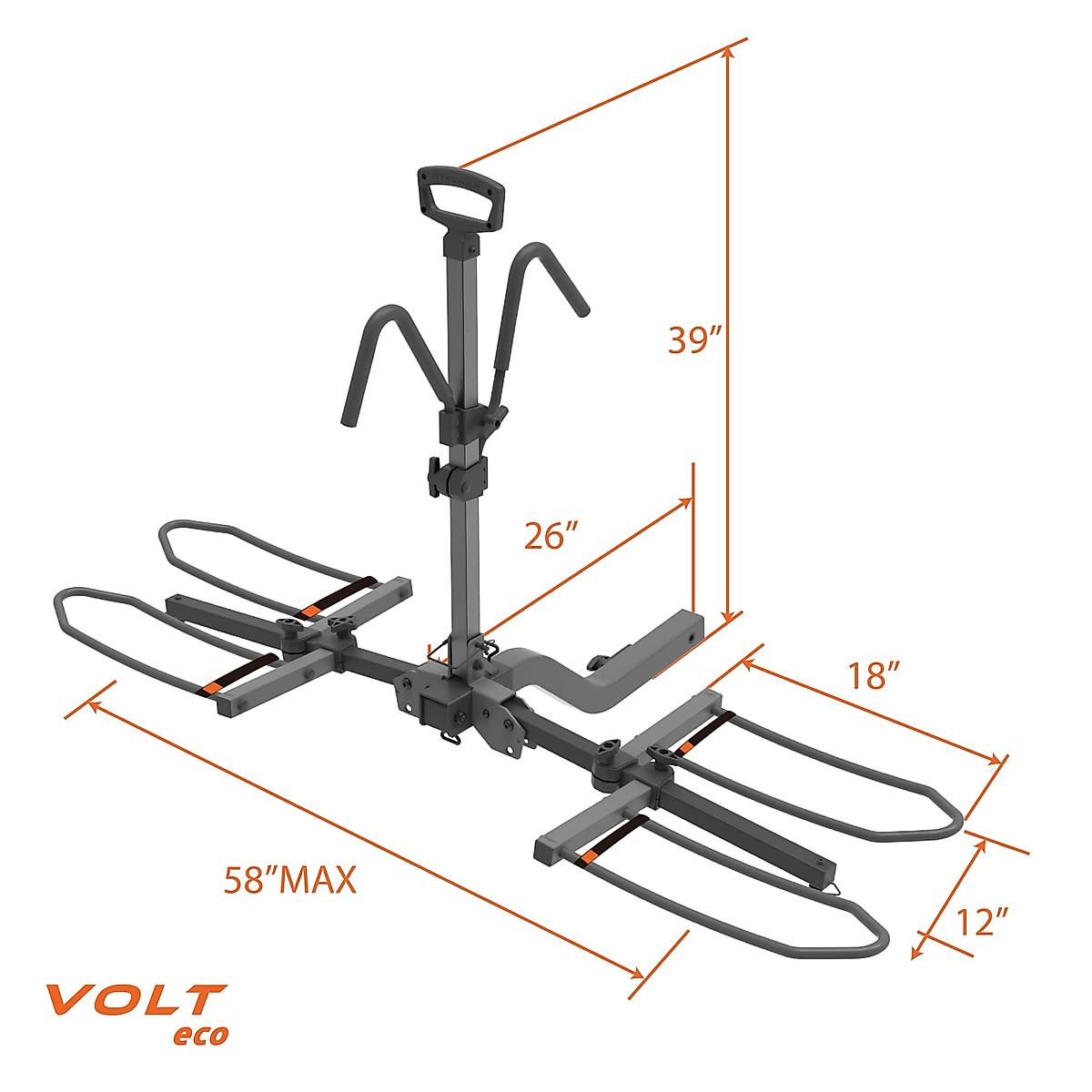 HYPERAX Special Combo - Volt eco with E-Bike Adapter - Platform Bike Rack for Car, SUV, Trucks, Sedan - for 2" Hitch Fits Up to 2 X 60 lbs Bike with Up to 5" Fat Tires - NO RV USE!