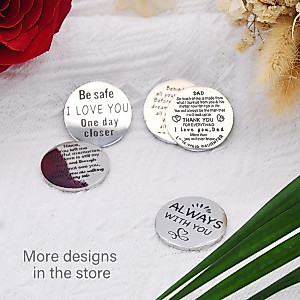 to My Dad Pocket Hug Token Gift, Long Distance Relationship Keepsake Stainless Steel Double Sided，Pocket Hug Token Gift for Dad from Daughter - Thank You for Everything