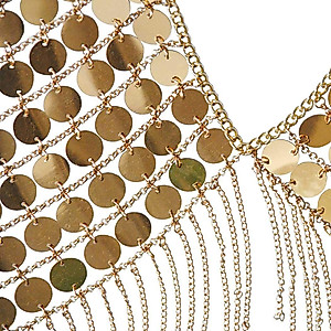 Foyte Sexy Sequins Tassels Body Chains Summer Bikini Gold Body Chains Sexy Beach Bra Body Chains Sparkly Body Accessorices for Women and Girls (Sequins)