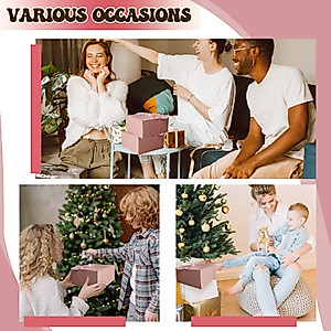 WLUSEAXI 12pack Gift Boxes with Lids,Pink Gift Boxes Bulk with Bow Ribbon,Bridesmaid Proposal Box for Presents Kraft Paper Gift Boxes for Wedding,Christmas,Halloween,Baby Shower