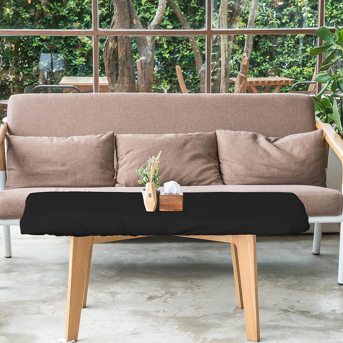 Covers & All Rectangle Table Top Cover, 12 Oz Waterproof UV & Weather Resistant Patio Table Cover, Outdoor Table Cover for Patio Furniture (85" L x 40" W x 5" H, Black)