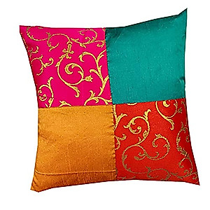 Pinkparrot dopian Silk Multi Colour Cushion 16x16 inch Set of 5 pc-c11a