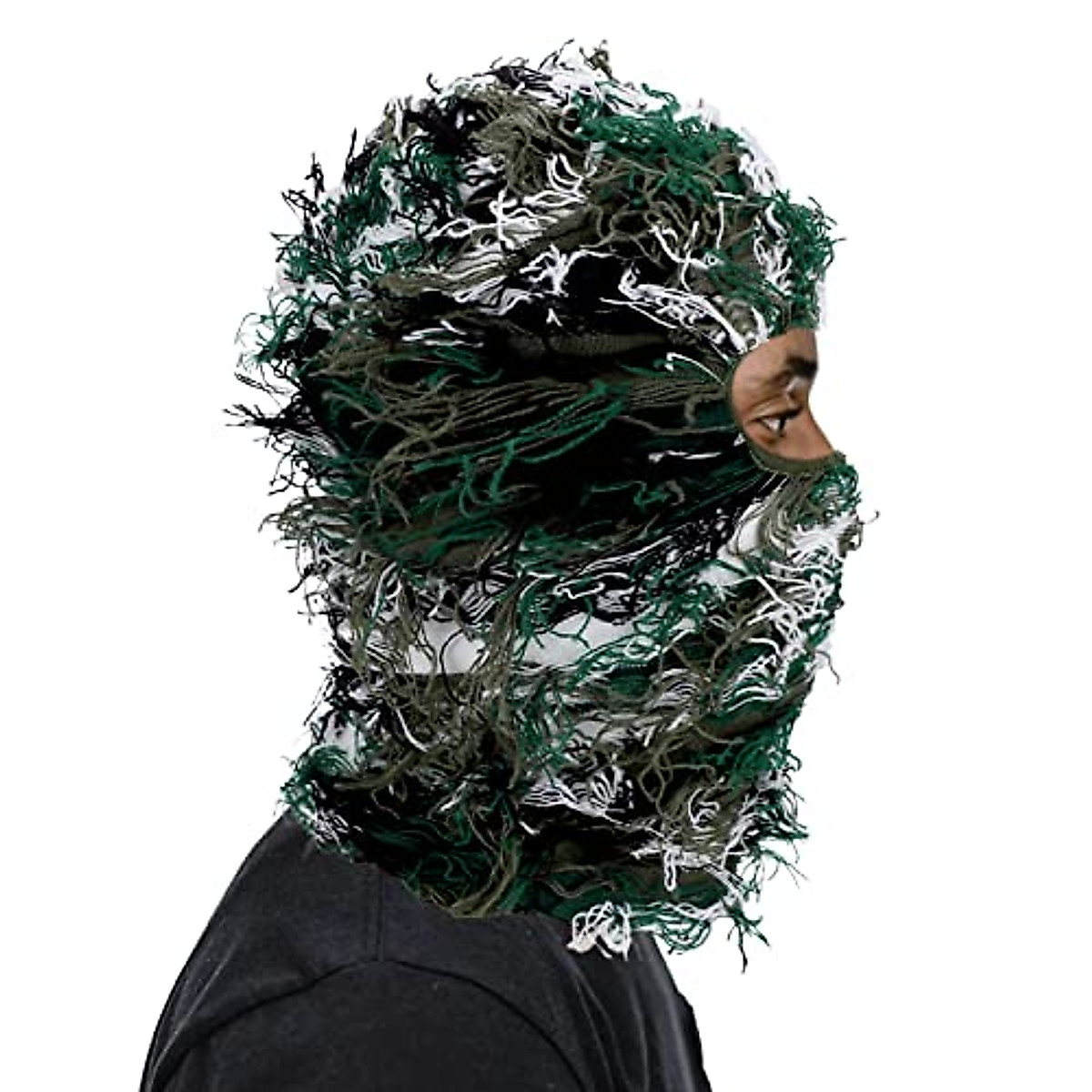 Distressed Balaclava Ski Mask Full Face Knitted Fuzzy Balaclava Yeat Shiesty Distress Mask for Men Women Camo