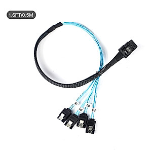 ADCAUDX 2Pack Mini SAS to SATA Cable: 0.5M SFF-8087 to SATA Mini SAS Breakout Cable SFF8087 to SATA Mini-SAS to SATA SAS to SATA Breakout(1.6FT)