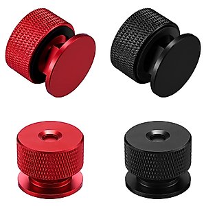 Patelai 2 Pairs Welding Hood Helmet Fasteners Aluminum Helmet Headgear Replacement Parts Accessories Screws Flip Hood with Nonslip Silicone Washer for Hard Hat, Black and Red