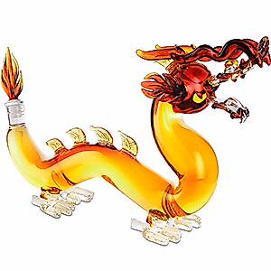 Dragon Drinking Decanter - GOT, I Drink and I Know Things - Whiskey and Wine Decanter Large 10x16" - 100% Lead-Free High Borosilicate Glass, - The Wine Savant Handblown Glass. Movie Night! (600ml)