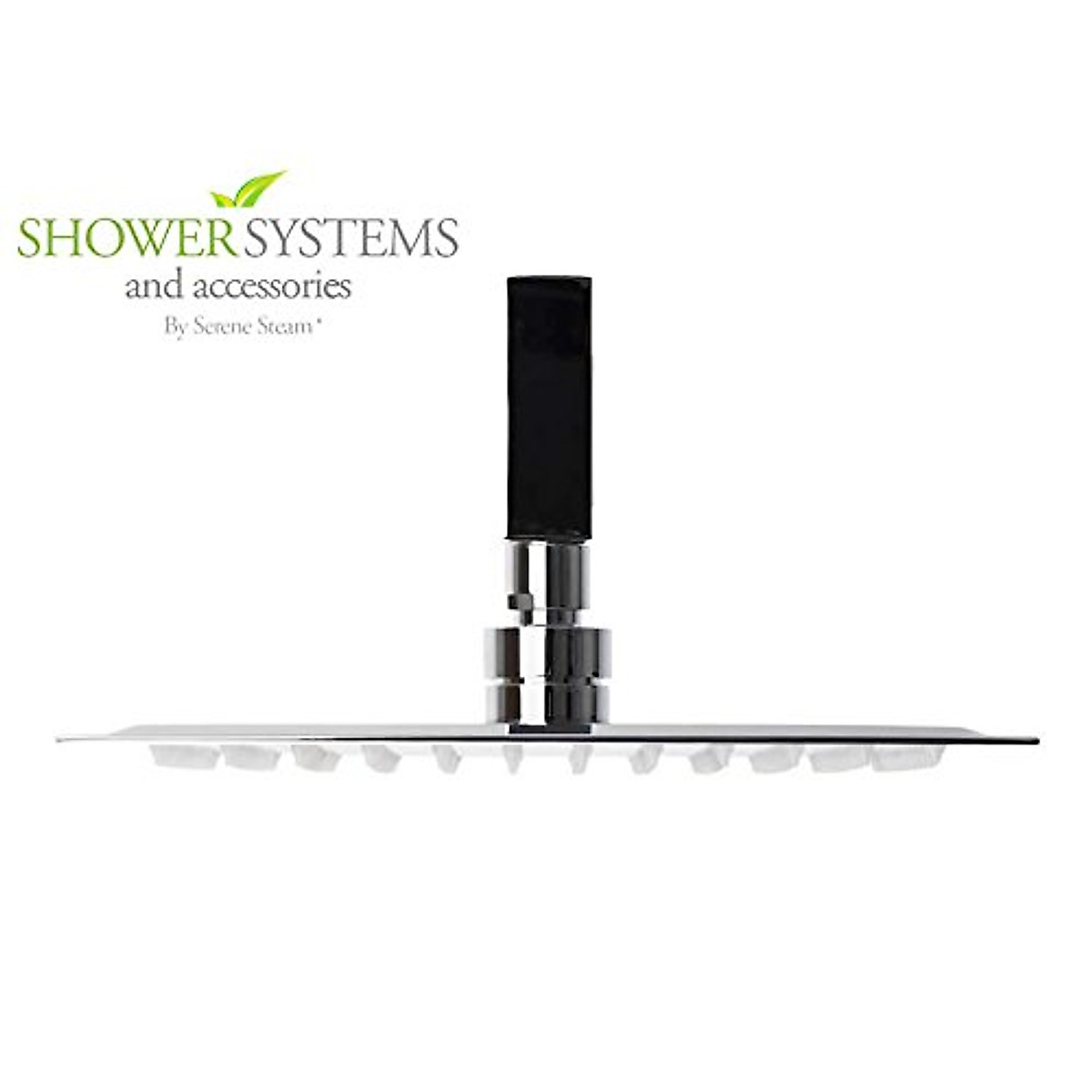 Luxury Ultra-Thin High Pressure 8'' Square Rainfall Shower head Brushed Satin Plus 8 inch Extension Arm Shower System and Accessories by Serene Steam