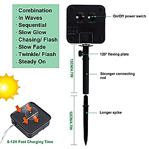 WATERGLIDE 2 Pack Solar Patriotic Star String Lights, Outdoor July 4th Decorative Light 100 LED 33 FT Each, 8 Lighting Modes, Waterproof for Independence Day Party Patio Garden Decor, Red White & Blue