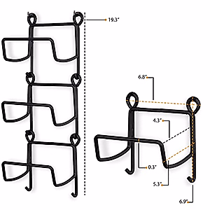 Wallniture Solid Wrought Iron Metal Towel Rack Holder – Wall Mount Rustic Home Decor - Bathroom Organizer Black Set of 3 (Straight Finish)