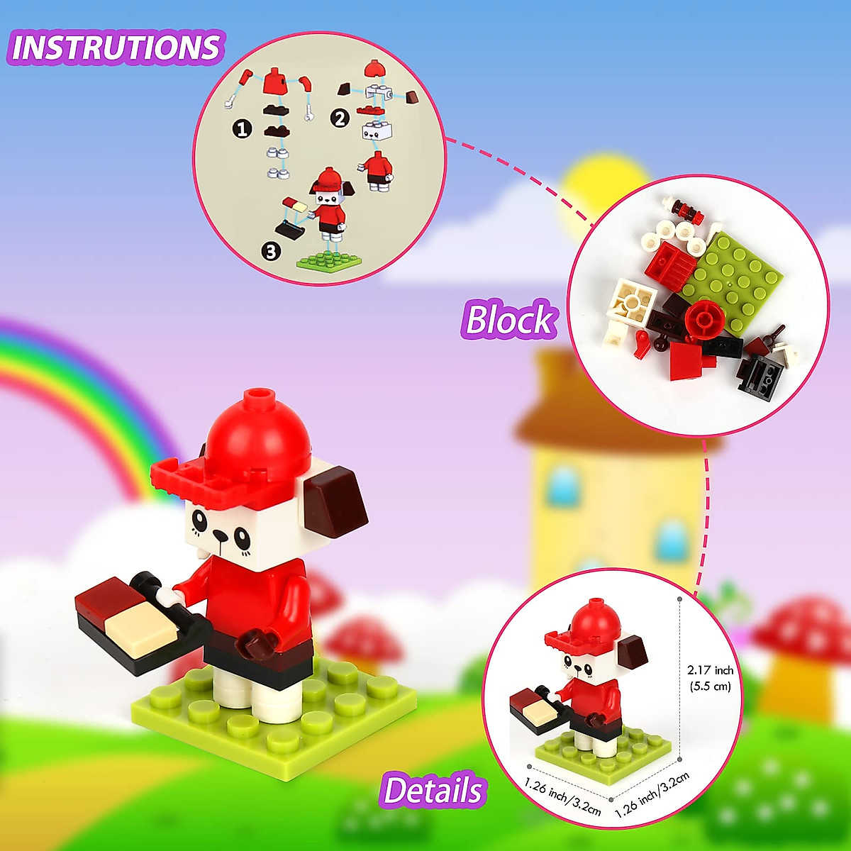 OFFKITSLY 12PCS Cartoon Animals Building Blocks Party Favors for Kids Goodie Bag Fillers Stocking Stuffers Prizes Birthday Gifts, STEM Building Toys Set for Boys Girls