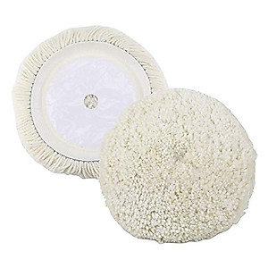 Fasmov 3 Pack Wool Polishing Pad 7" Wool Hook & Loop Grip Buffing Pad for Compound Cutting & Polishing