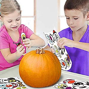 ArtCreativity Halloween Pumpkin Decorating Stickers - 24 Large Sheets - Jack-o-Lantern Decoration Kit - 52 Total Face Stickers - Cute Halloween Decor Idea - Treats, Gifts, and Crafts for Kids- 6" x 9"
