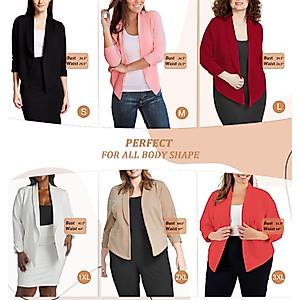 H&C Women Casual Work Office Open Front Shawl Lapel Soft Pink Blazer Jacket with Removable Shoulder Pads Made in USA