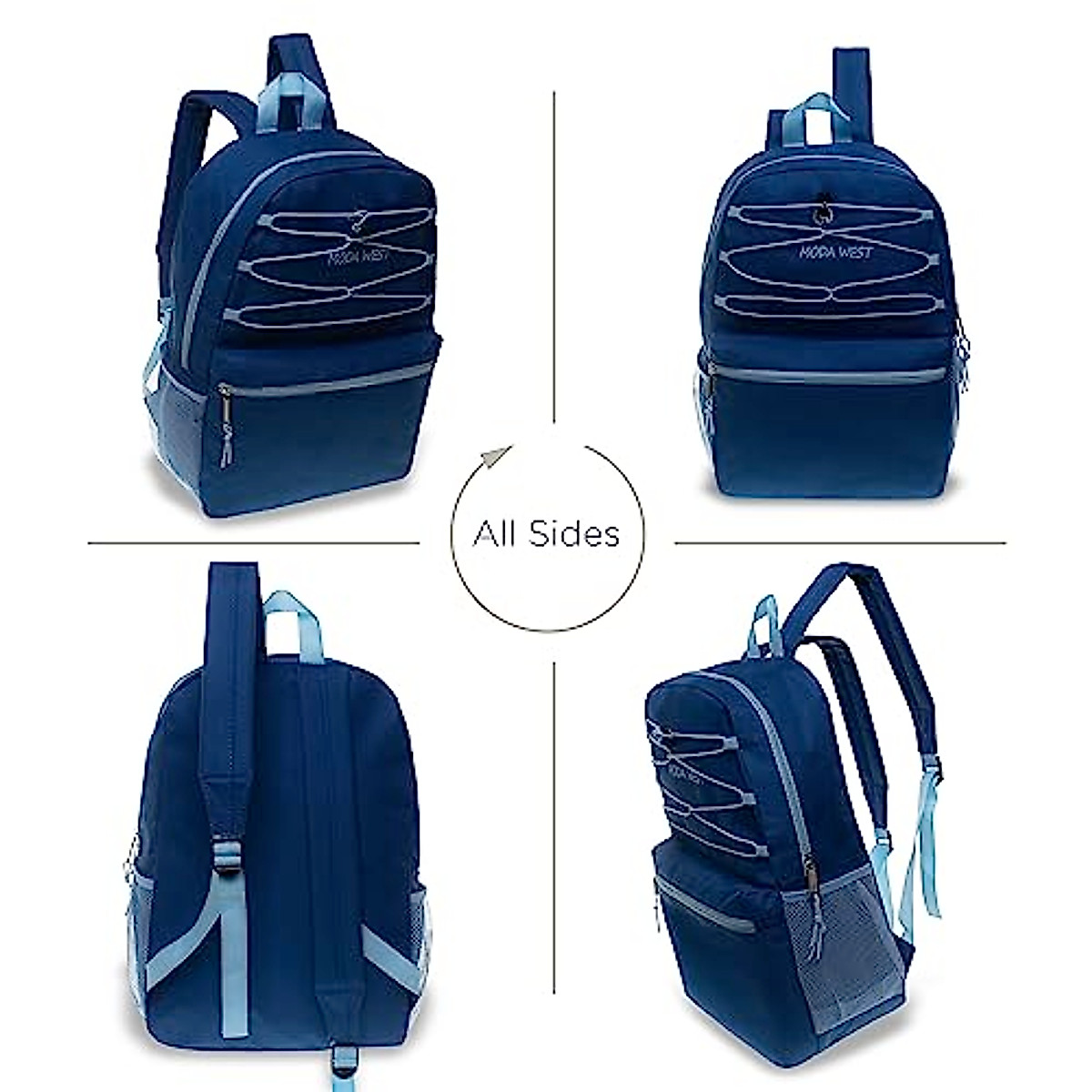 Moda West 24 Pack 17 inch Wholesale Bulk Backpack In Assorted Colors