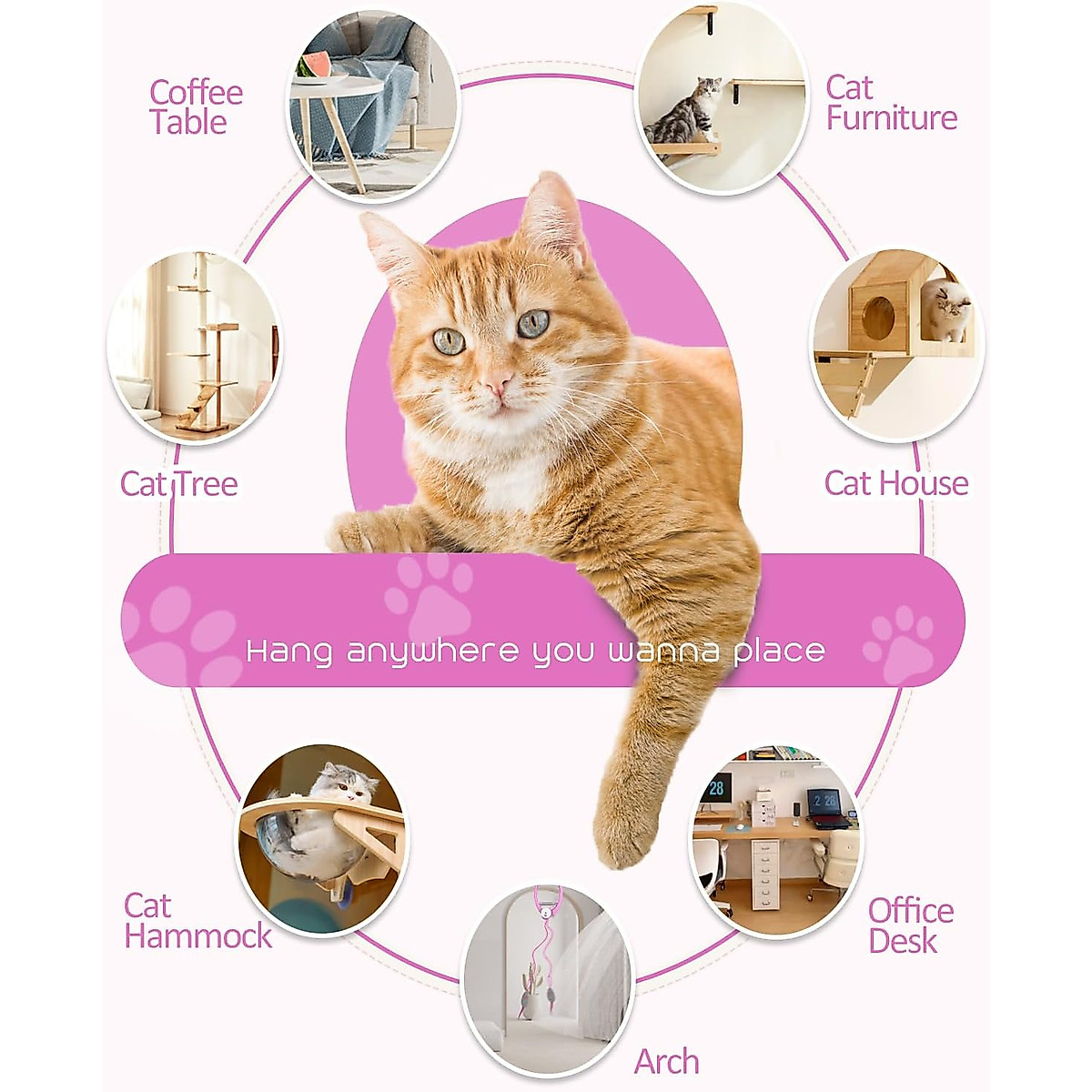 Cat Toys, Hanging Automatic Interactive Cat Toy, Colorful Bouncing Mice, Extra Long Elastic Rope, Motion Activated Rechargeable Cat Feathers Toys, Interactive Cat Toys for Indoor Cats/Kittens