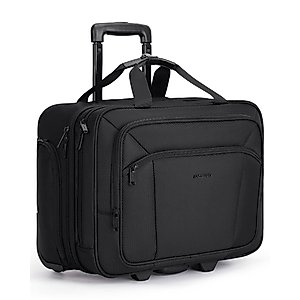 BAGSMART Rolling Laptop Bag, 17.3 Inch Rolling Briefcase with Wheels for Men Women,Large Rolling Computer Bag for Work Travel Business,Black