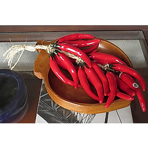 Generic Ceramic Talavera Red Chile Pepper - 15 in Red Chiles - Beautiful Mexican Handmade - Individually Unique - Red Chili Pepper Decorations - Pepper String - Red Chili Décor