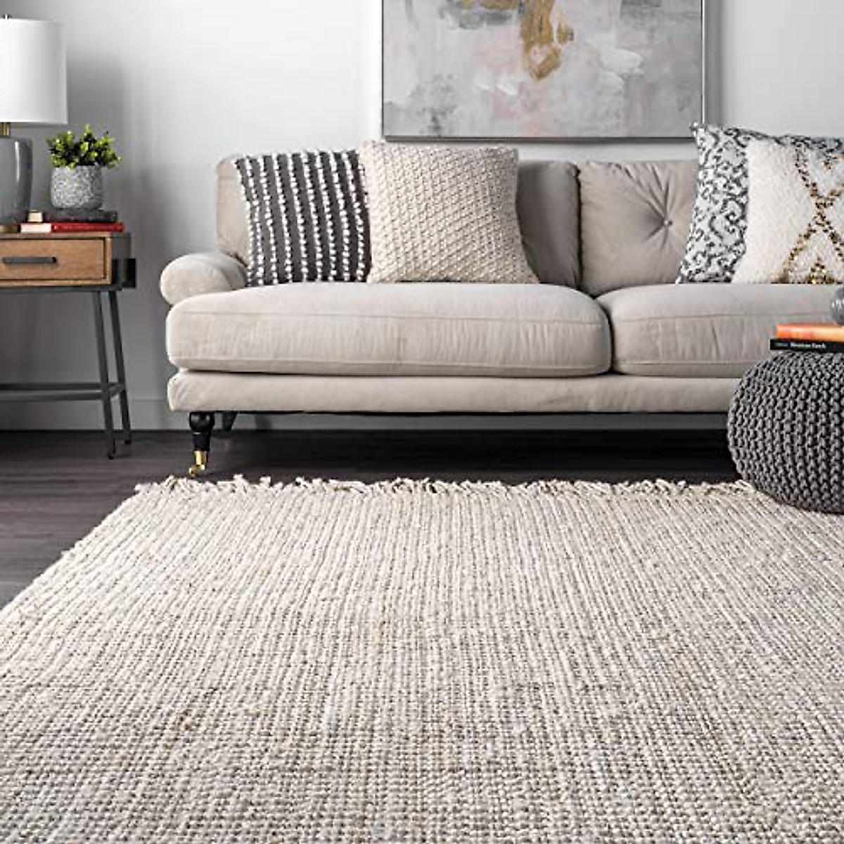 nuLOOM Daniela Farmhouse Chunky Jute Area Rug, 7' 6" x 10' 6", Off-white