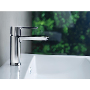 Delta Faucet Modern Single Hole Bathroom Faucet, Single Handle Bathroom Faucet Chrome, Bathroom Sink Faucet, 1 Hole Bathroom Faucet, Drain Assembly, 1.2 GPM, Chrome 581LF-PP