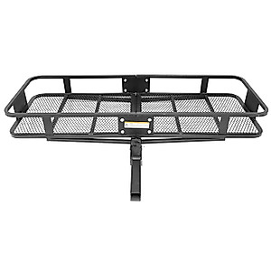MaxxHaul 70103 500 lb. Capacity Steel Hitch Mount Folding Cargo Carrier Mesh Basket Fits 2 inch Hitch Receiver 60 x 21 x 6.5 in For Car SUV Pickup Truck Van Camping Traveling