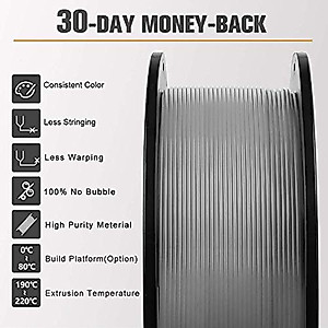 SUNLU PLA 3D Printer Filament, PLA Filament 1.75mm Dimensional Accuracy +/- 0.02 mm, 1 KG Spool, PLA Gray+Transprant