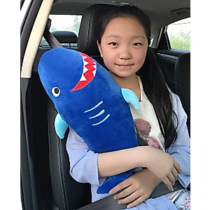 seemehappy Cute Shark Car Seat Belt Pad Pillow Shoulder Strap Cushion Car Pillow for Travel Sleeping