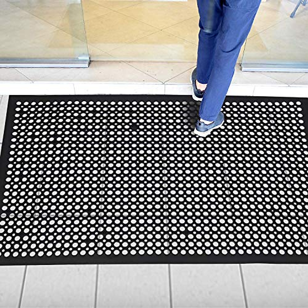 Rubber Floor Mats for Kitchen Commercial Anti-Fatigue Floor Mats Restaurant Bar Floor Mat New Rubber Door Mat Heavy Duty Drainage Mat for Garage Garden Use Black 36inch x 60inch from SallyMall